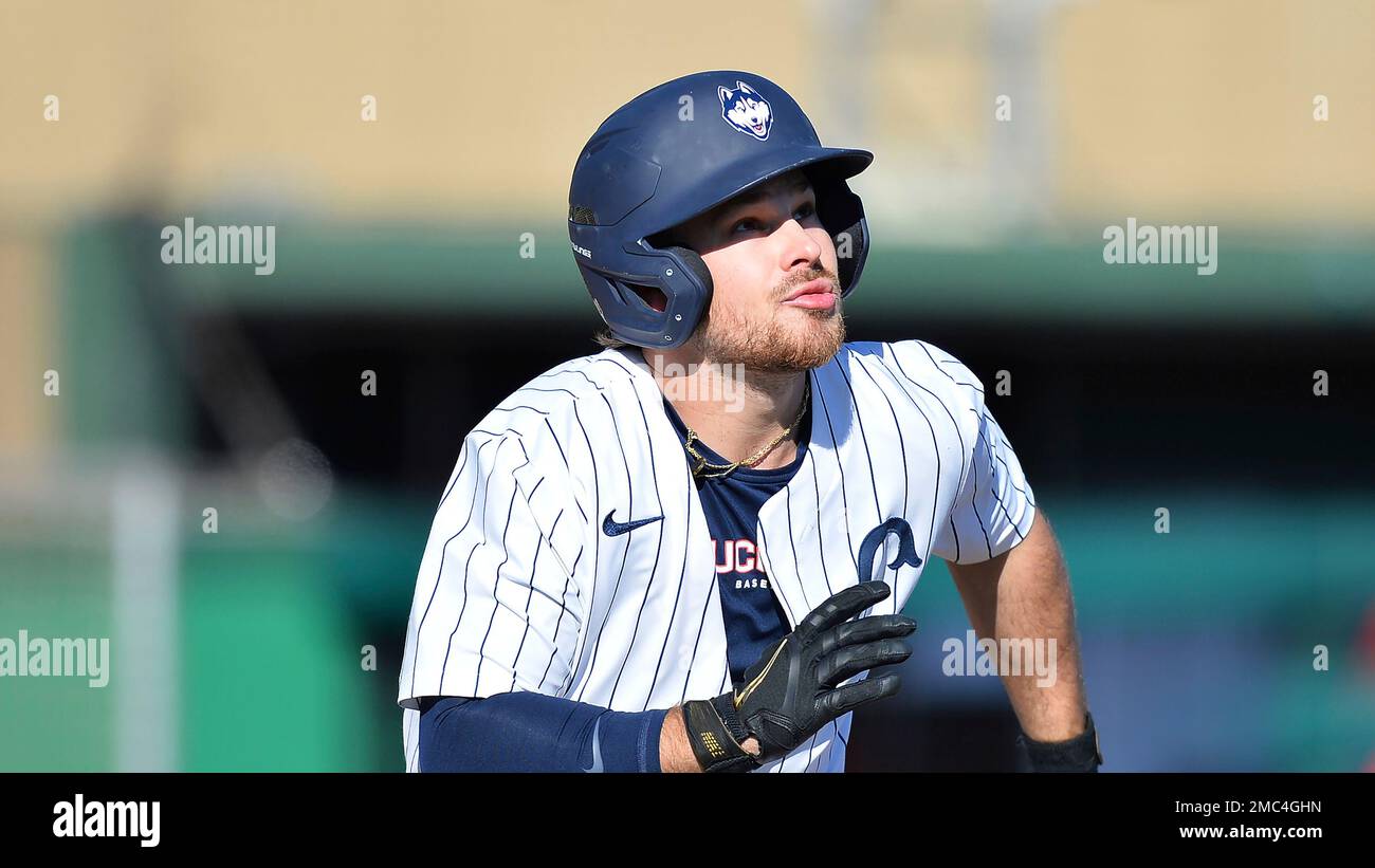 UConn's David Smith (10) sprints to first while watching his home run ...