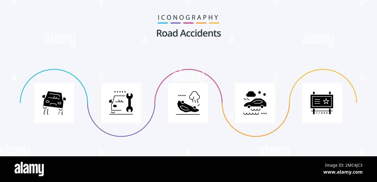 Road Accidents Glyph 5 Icon Pack Including advertising. wet road ... Road Accidents Glyph 5 Icon Pack Including advertising. wet road ...