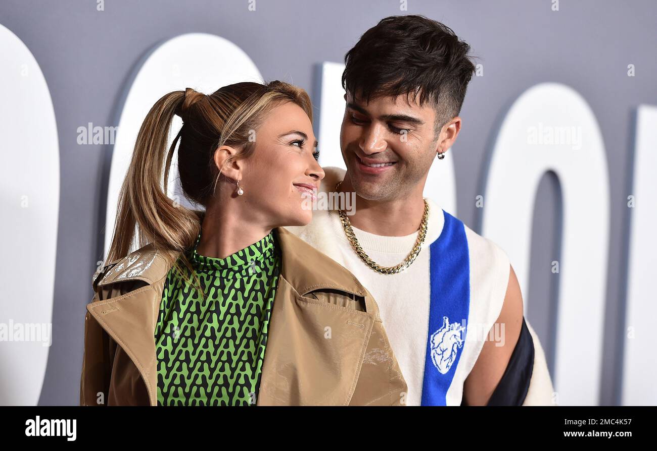Yamila Saud, left, and Max Ehrich arrive at the premiere of "The ...