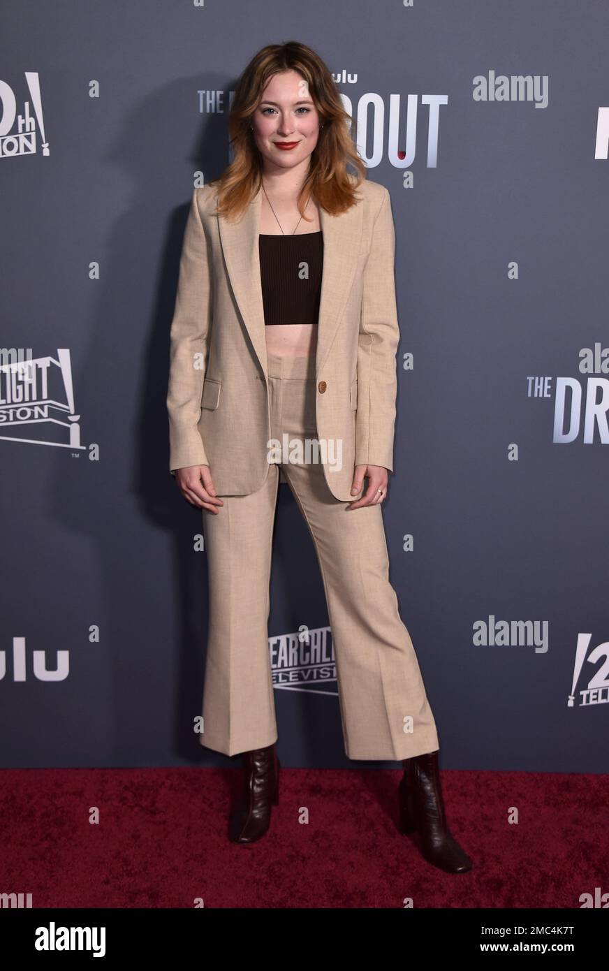 Mina Sundwall arrives at the premiere of "The Dropout" at DGA Theater ...