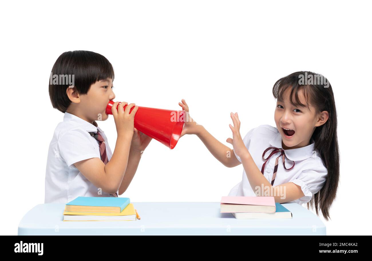 The little boy and little girl in the study Stock Photo - Alamy