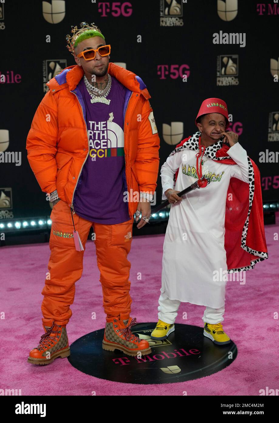 Ovi, left, and Baby Alien arrive at Premio Lo Nuestro at FTX Arena in ...
