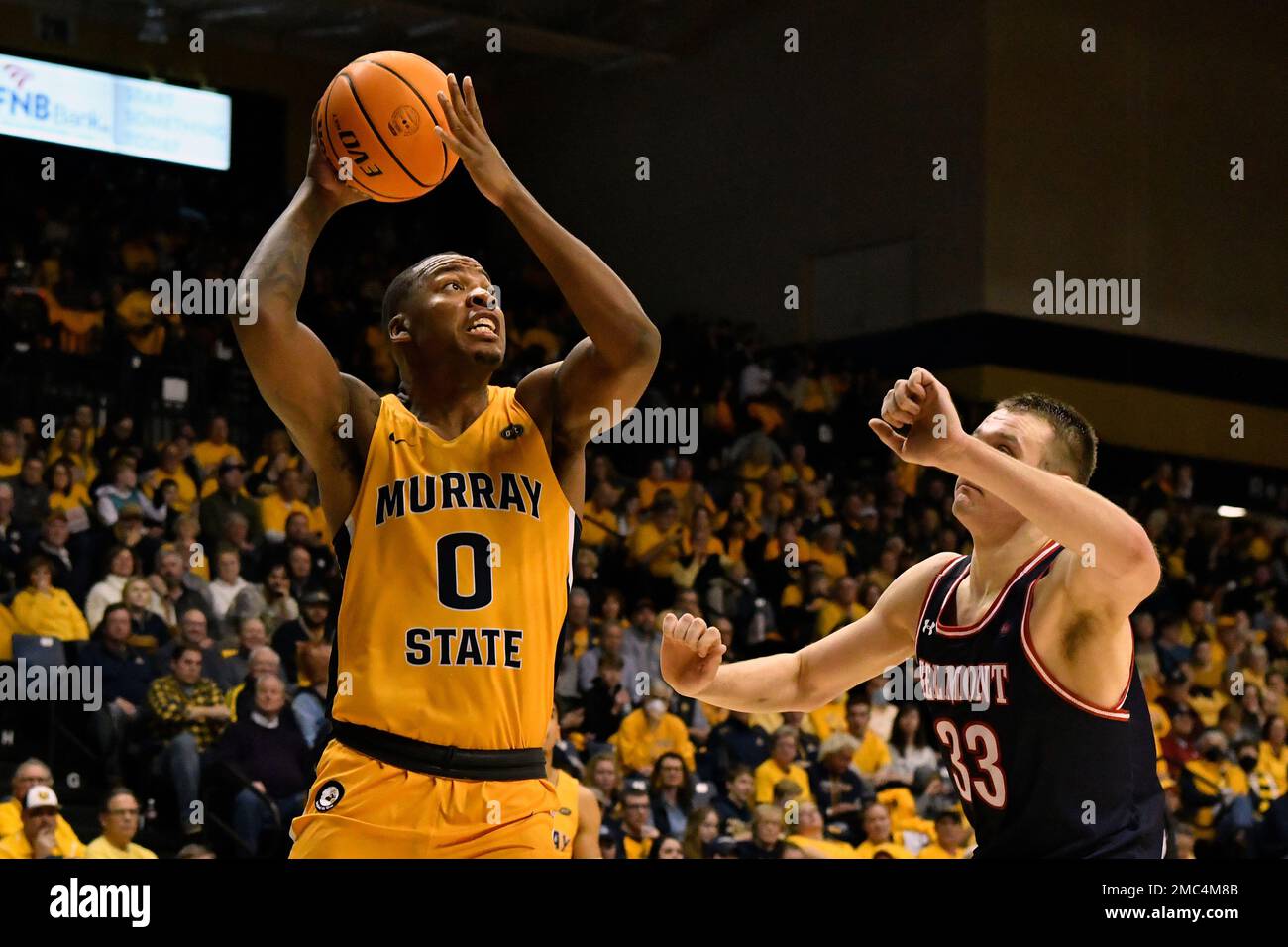 Murray State forward KJ Williams (0) shoots over Belmont center Nick ...