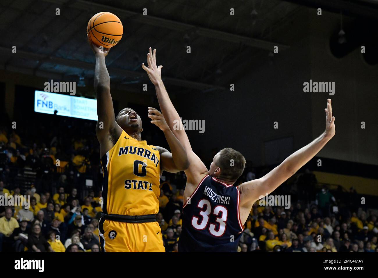 Murray State forward KJ Williams (0) shoots over Belmont center Nick ...