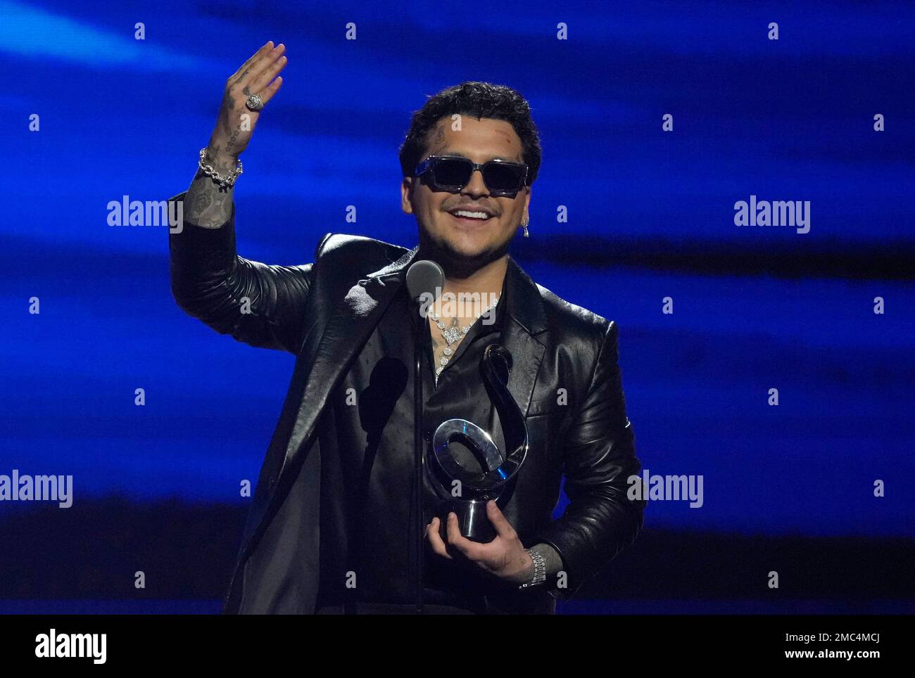 Christian Nodal accepts the award for regional Mexican artist of the ...