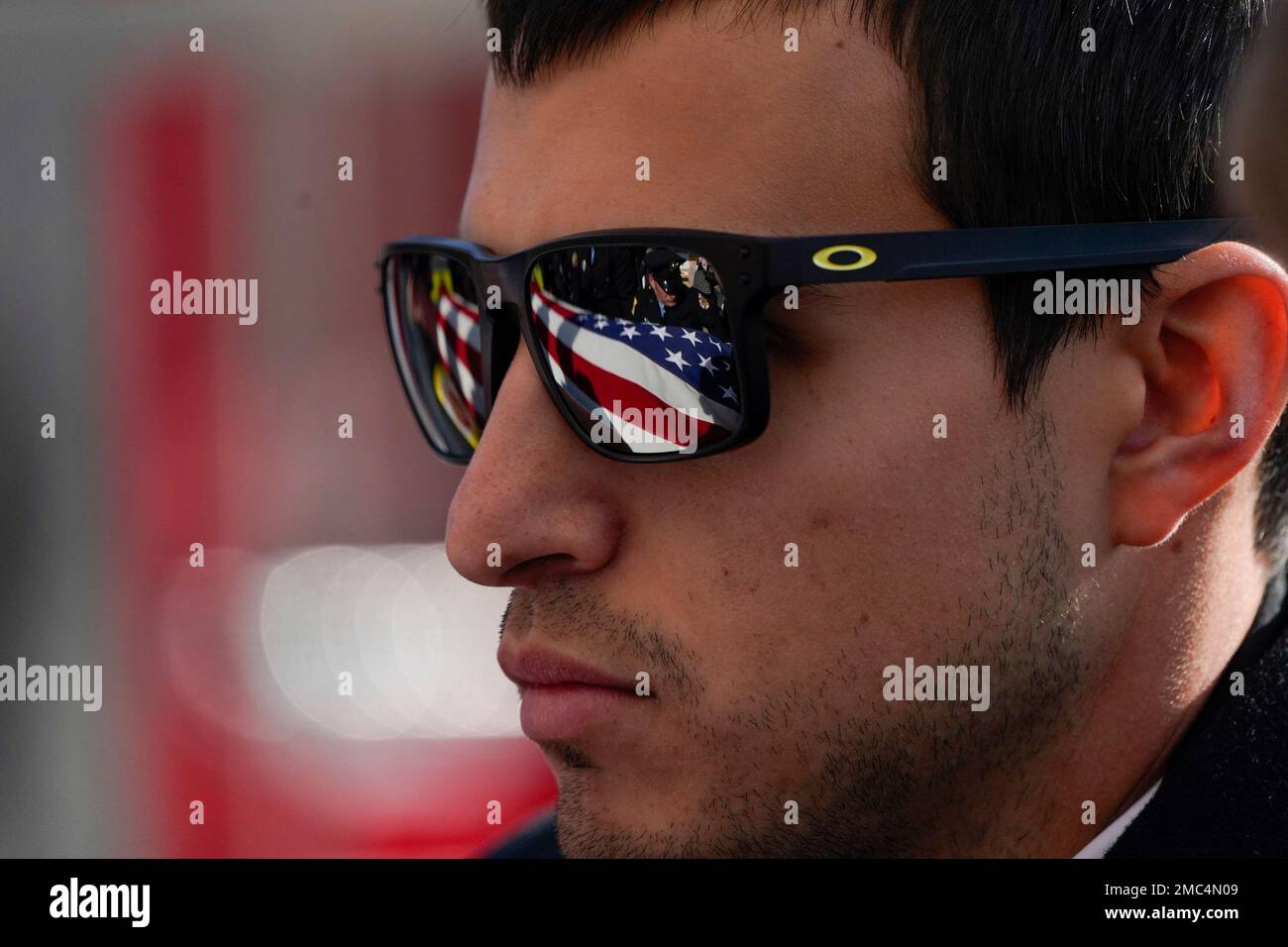 A United States flag draping the casket of Baltimore City Fire ...