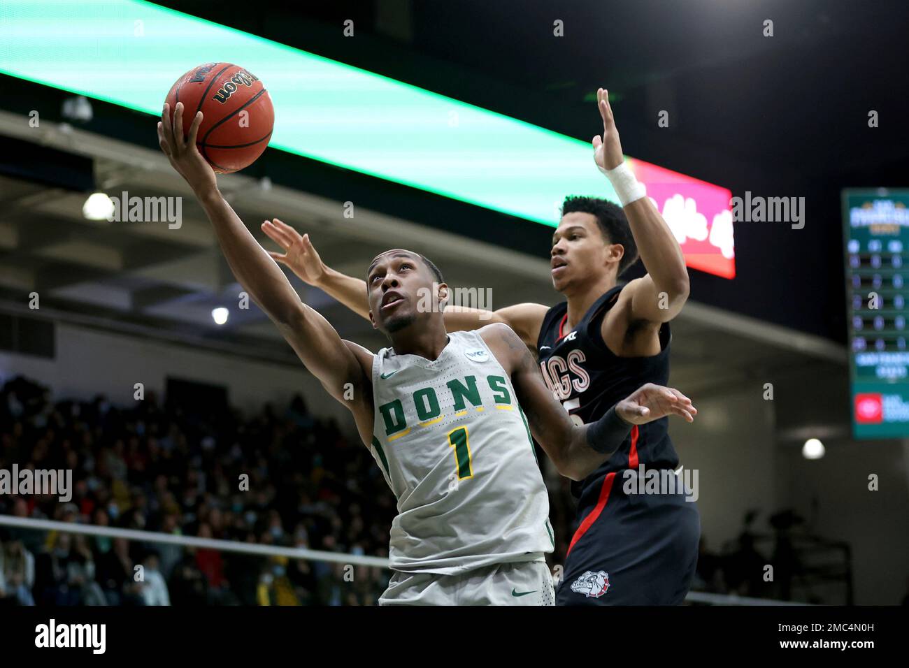 San Francisco guard Jamaree Bouyea (1) shoots against Gonzaga guard ...