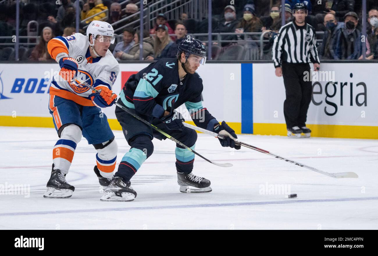 Seattle Kraken forward Alex Wennberg skates against New York Islanders ...