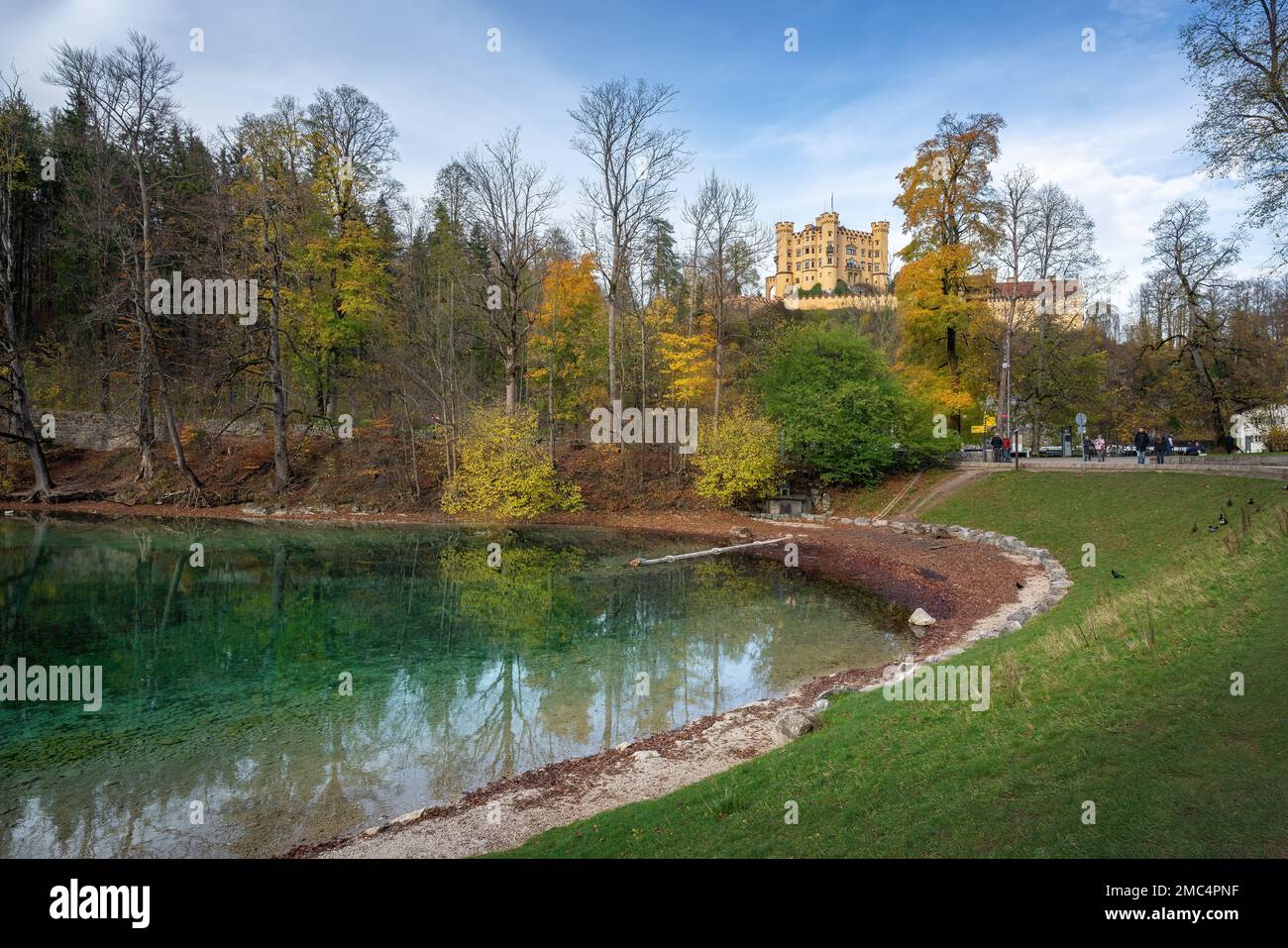 Alpsee lake and Hohenschwangau Castle near Fussen - Schwangau, Bavaria ...