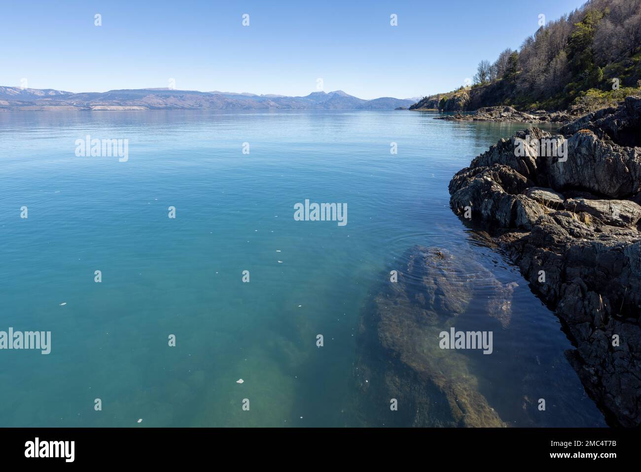 View over the beautiful Lago General Carrera in southern Chile Stock ...