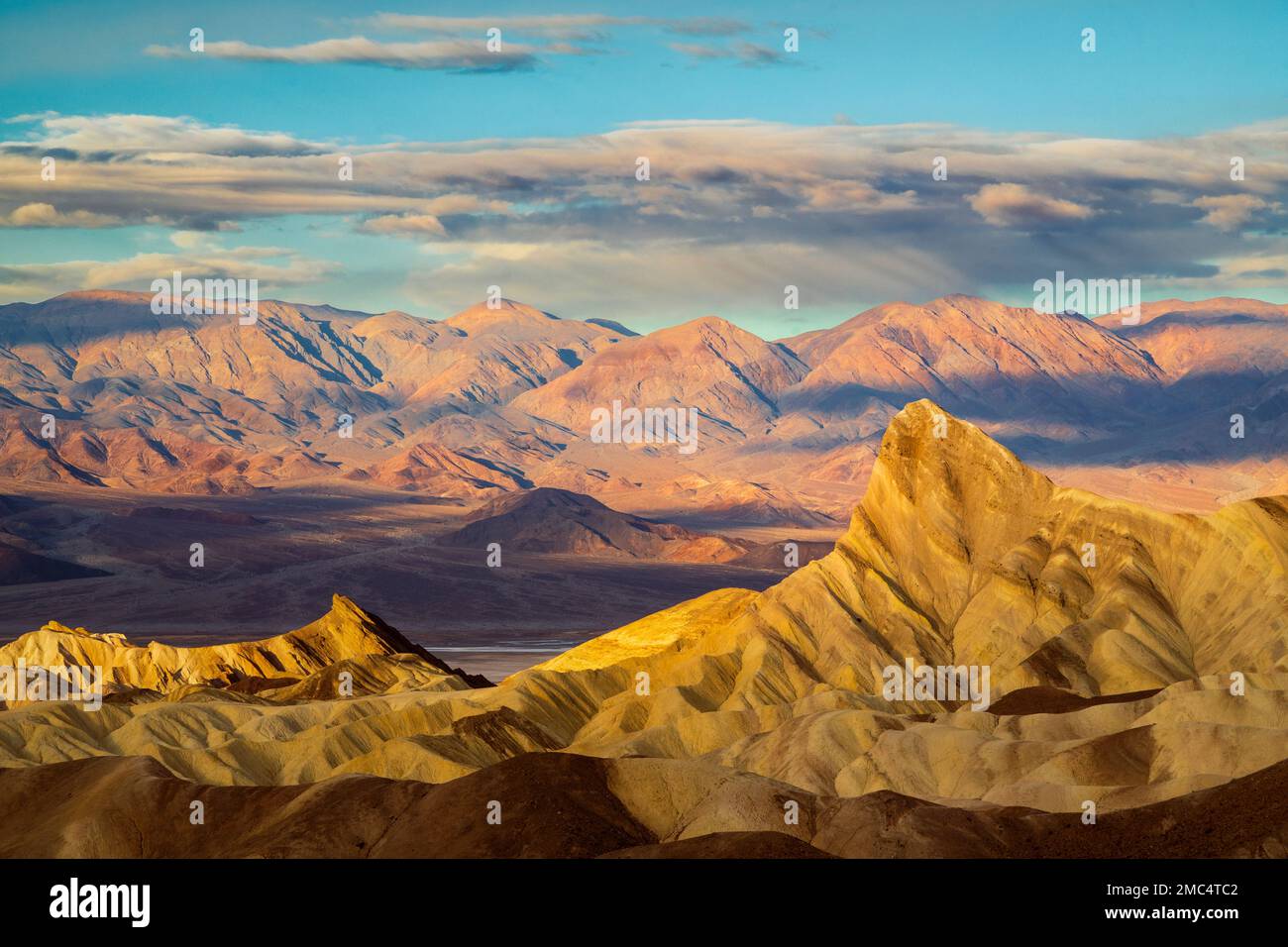 Manly Beacon and Death Valley photographed from Zabriskie Point in ...