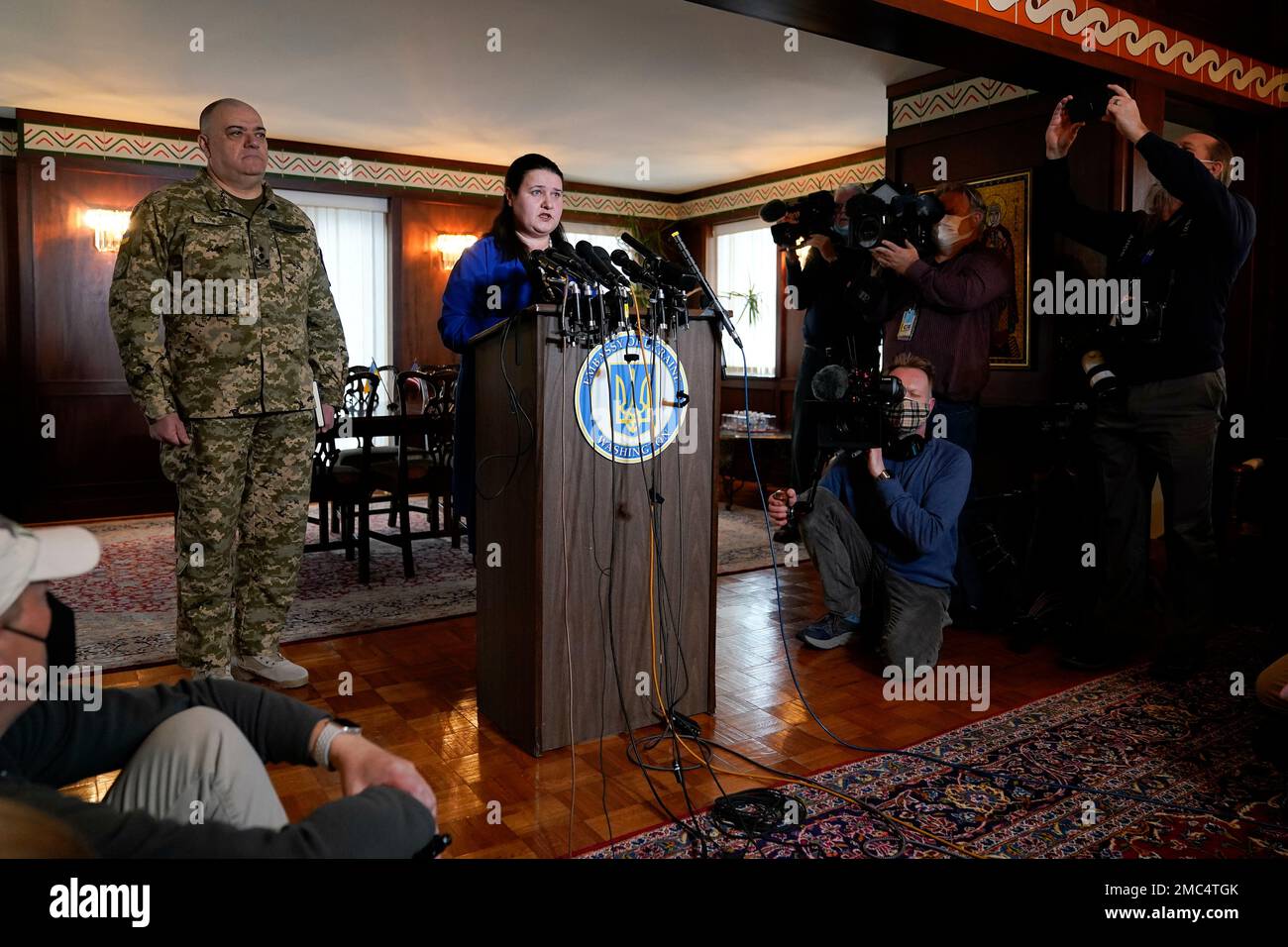 Ukraine's Ambassador to the United States Oksana Markarova speaks ...