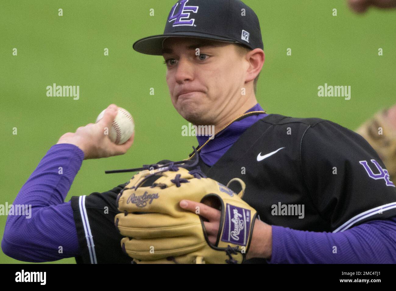 Evansville player Kevin McCormick competes during an NCAA baseball game ...