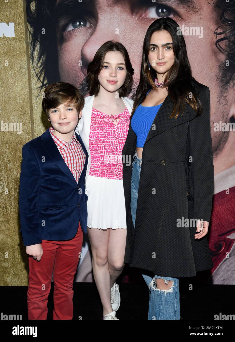 Actors Maxim Swinton, left, Alexa Swinton and Ava Swinton attend a ...