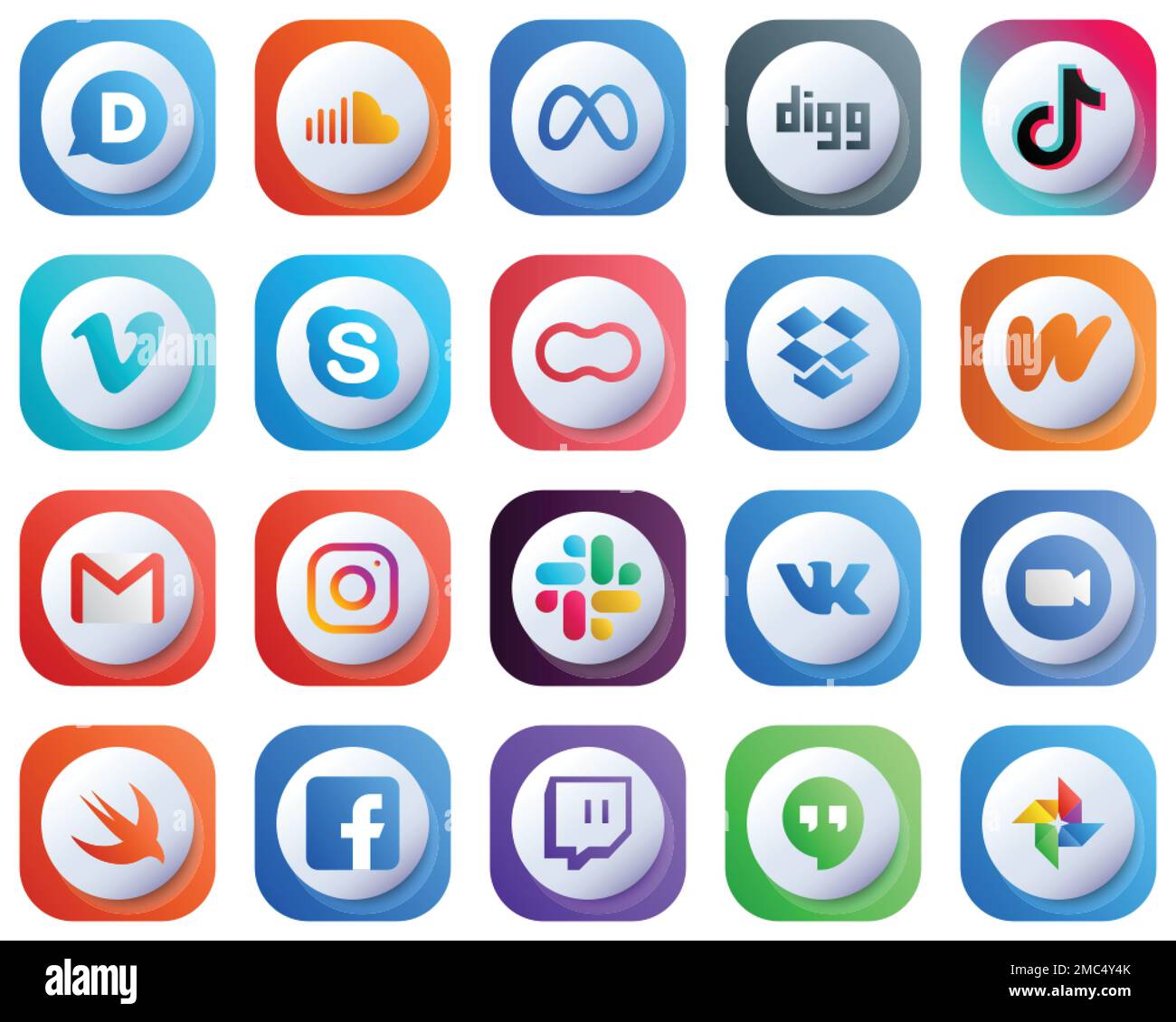 20 Cute 3D Gradient Icons for Top Social Media Platforms such as ...