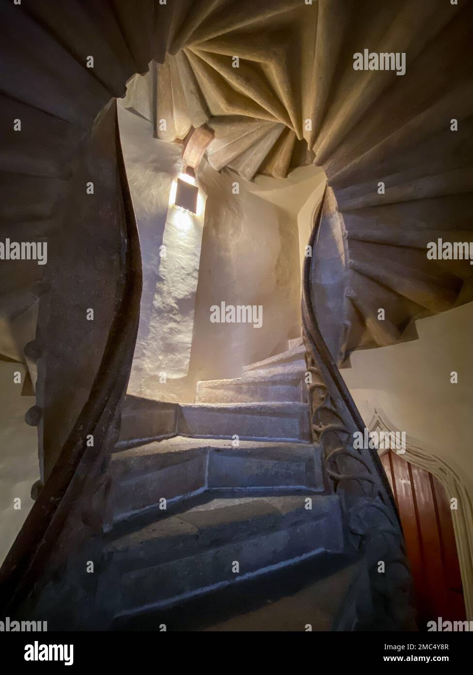 Iconic mediaeval double spiral staircase in the old castle of Graz ...