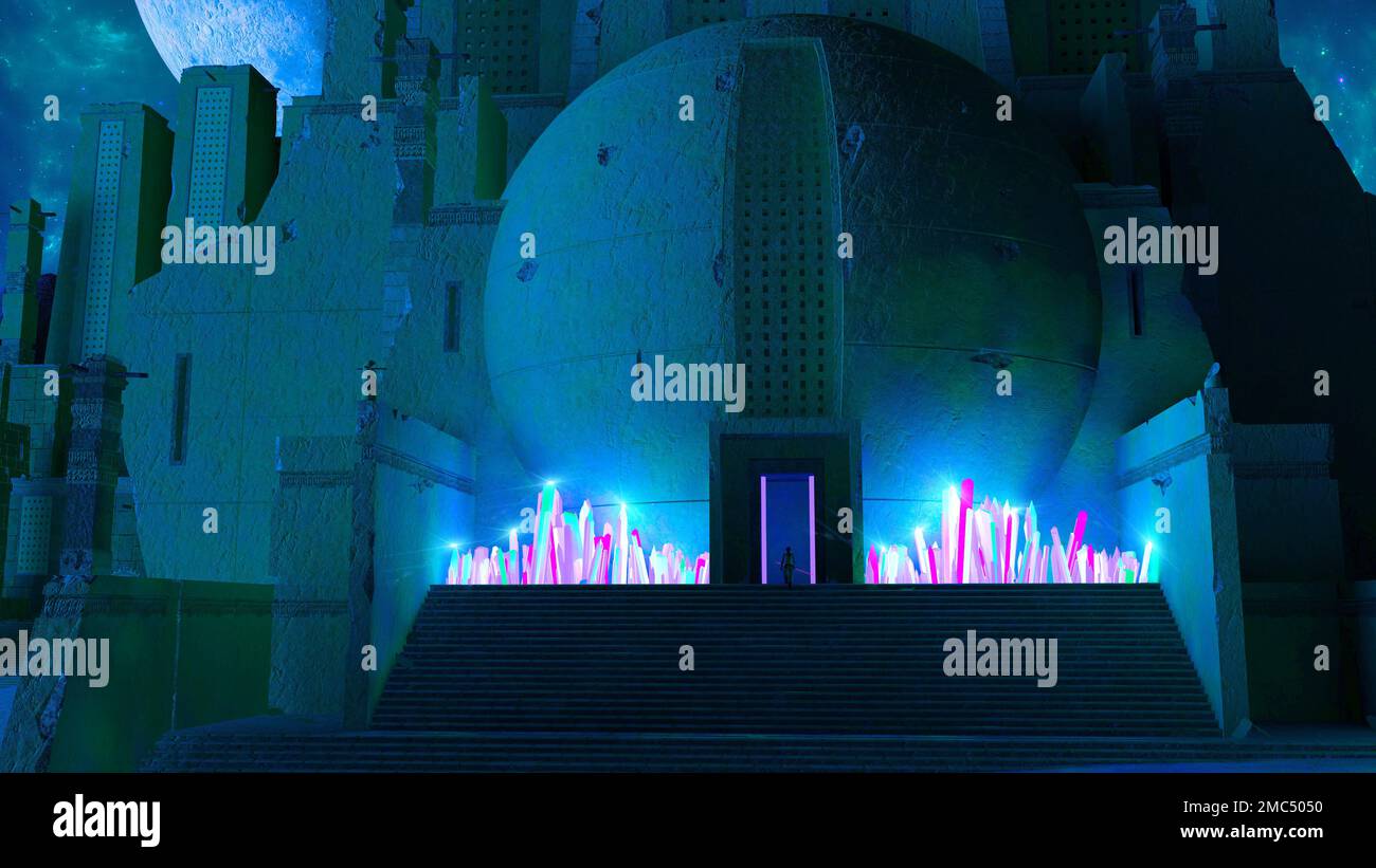 Fantasy landscape, explorer and archaeologist. Ancient civilizations ...