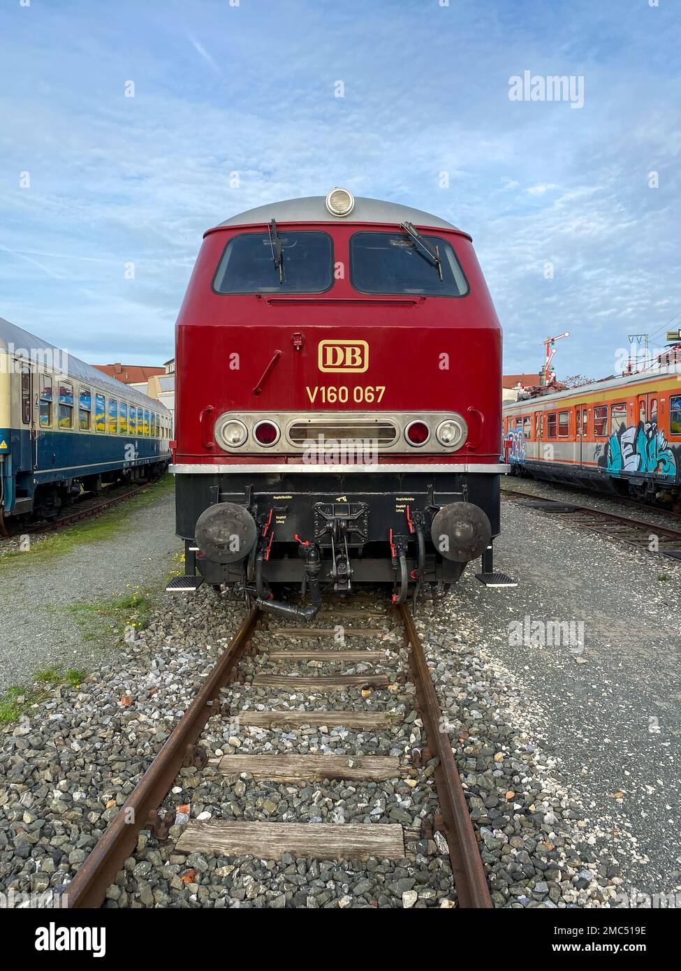 Close view of an iconic diesel locomotive 225-247 from the German train ...