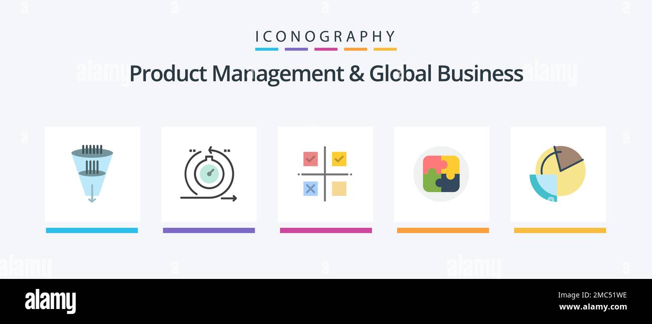 Product Managment And Global Business Flat 5 Icon Pack Including ...