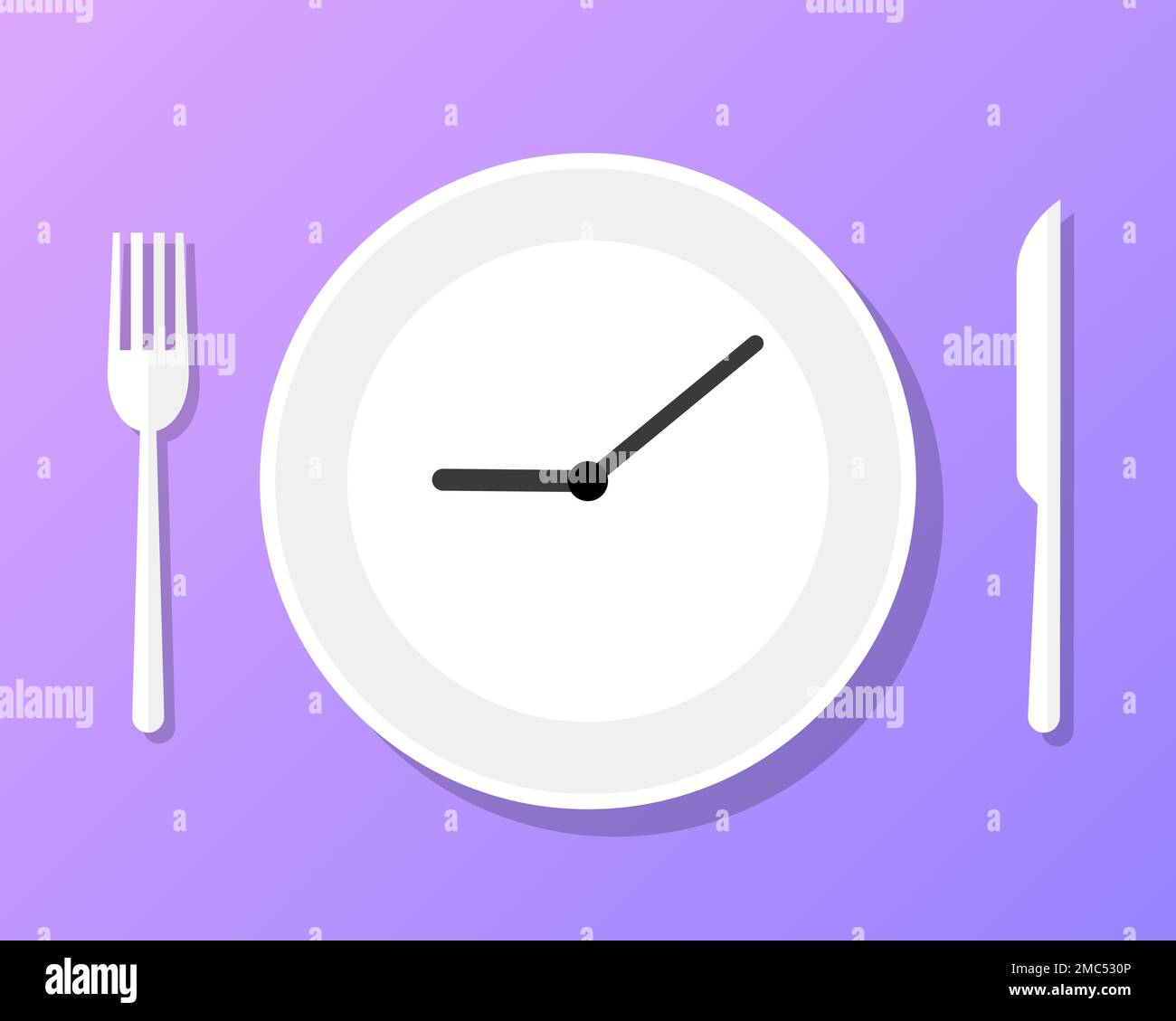 Cook time logo badge, eat plate clock time for food. Dish watch empty ...