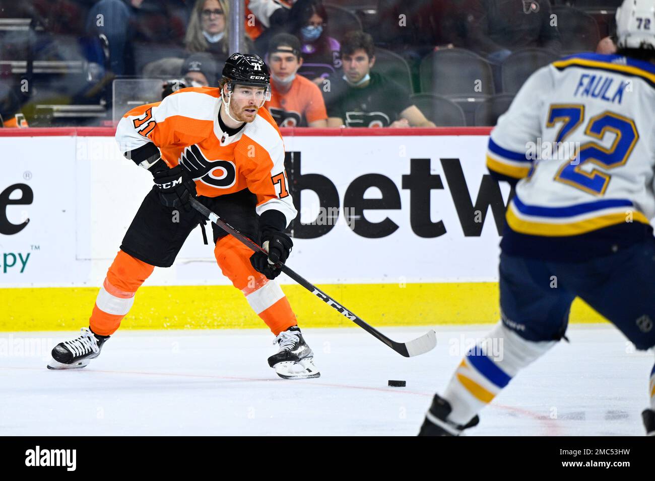 Philadelphia Flyers' Max Willman in action during an NHL hockey game ...