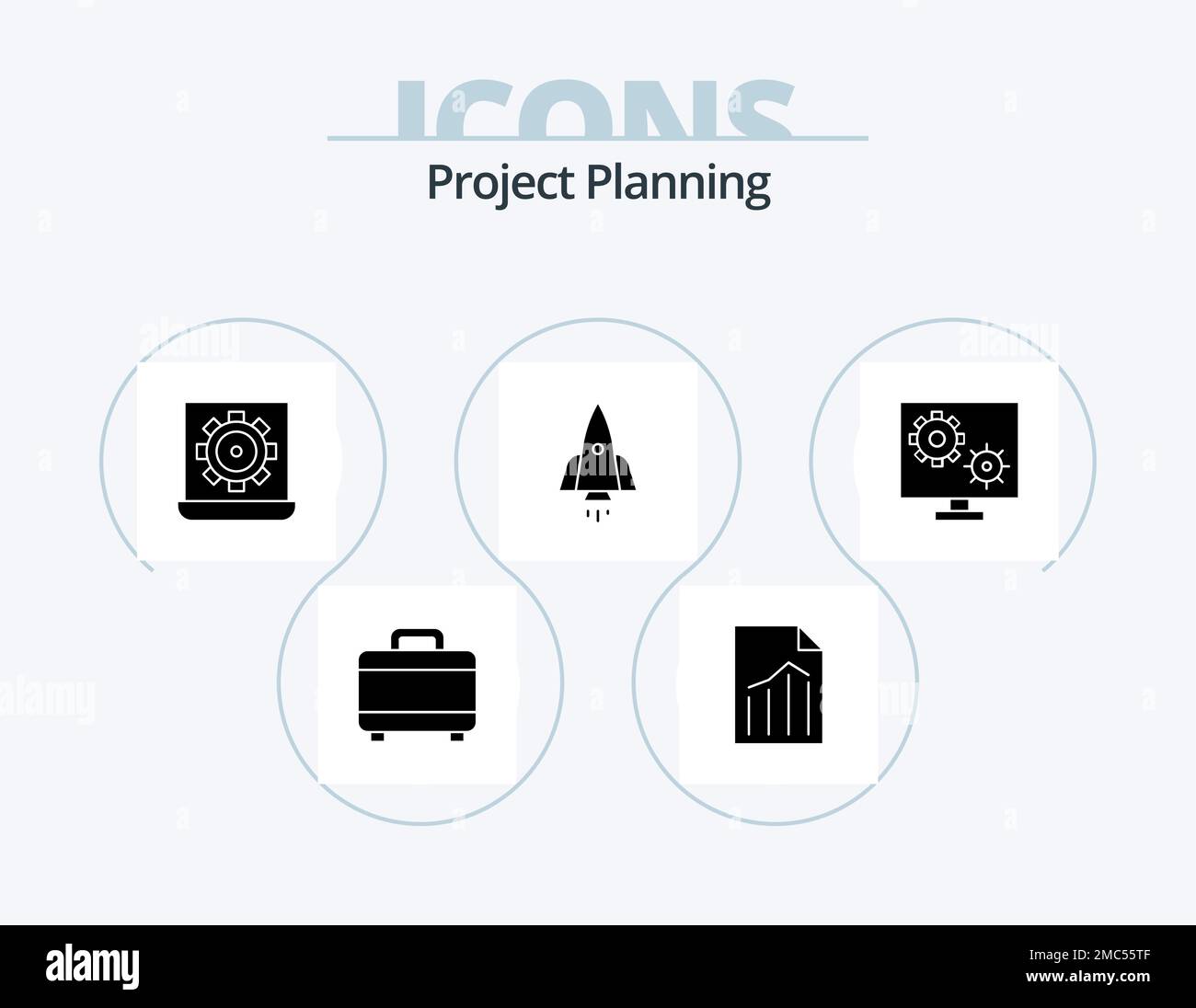 Project Planing Glyph Icon Pack 5 Icon Design. travel. speedup. computer. spaceship. setting ...