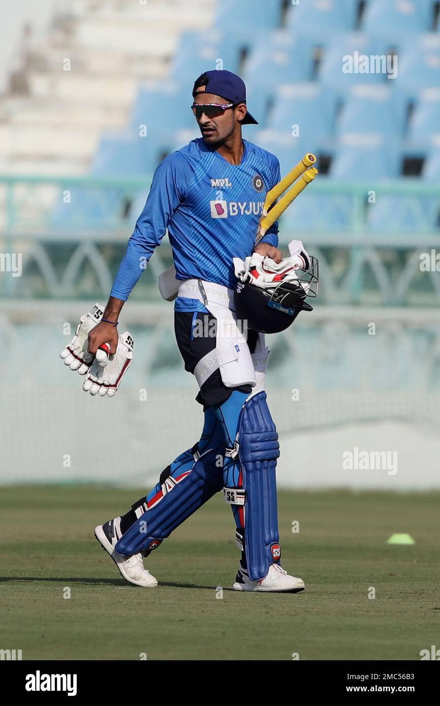 India's Deepak Hooda leaves after batting in the nets during a training ...