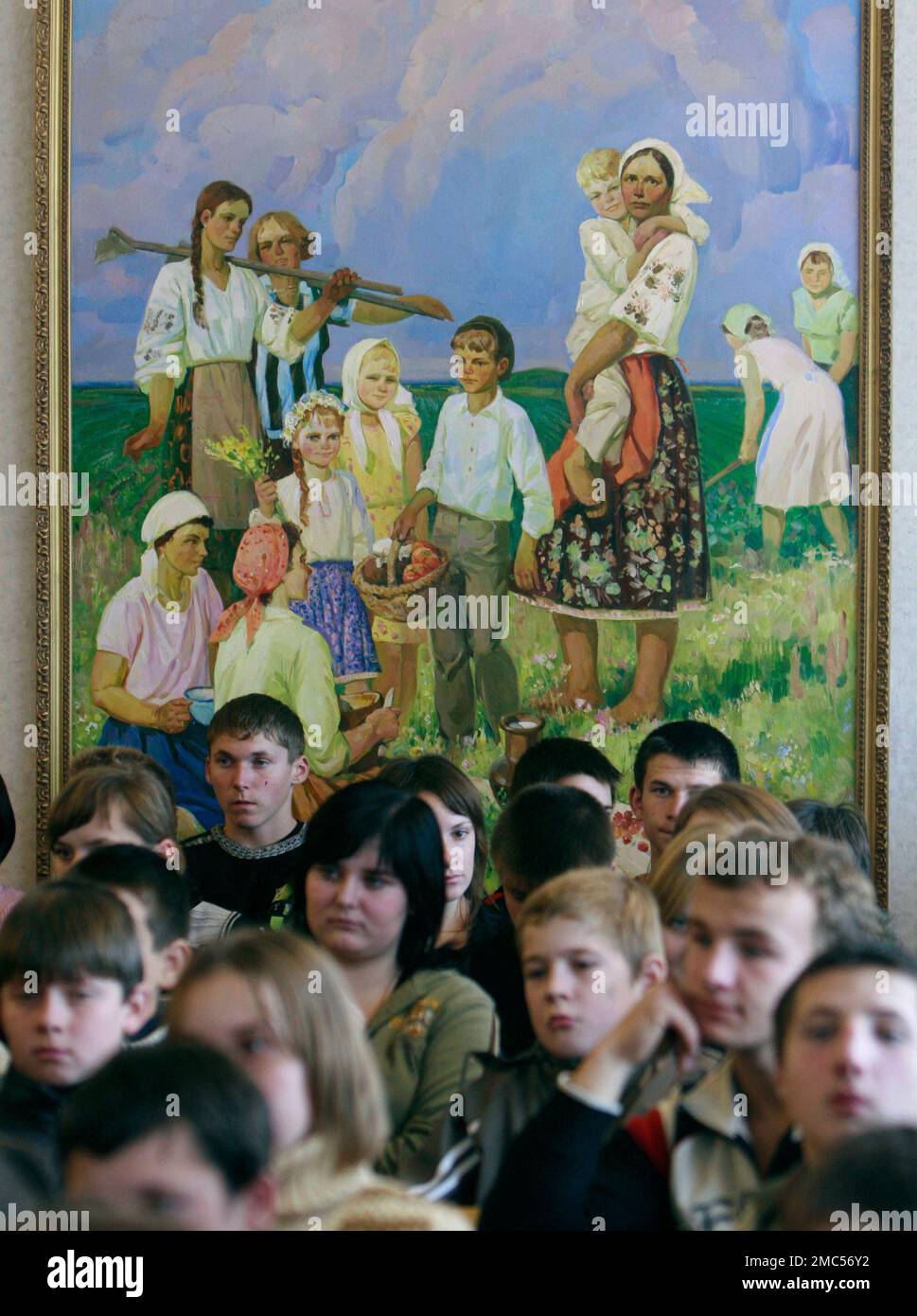 FILE - Students attending a remembrance lesson commemorating the 75th ...