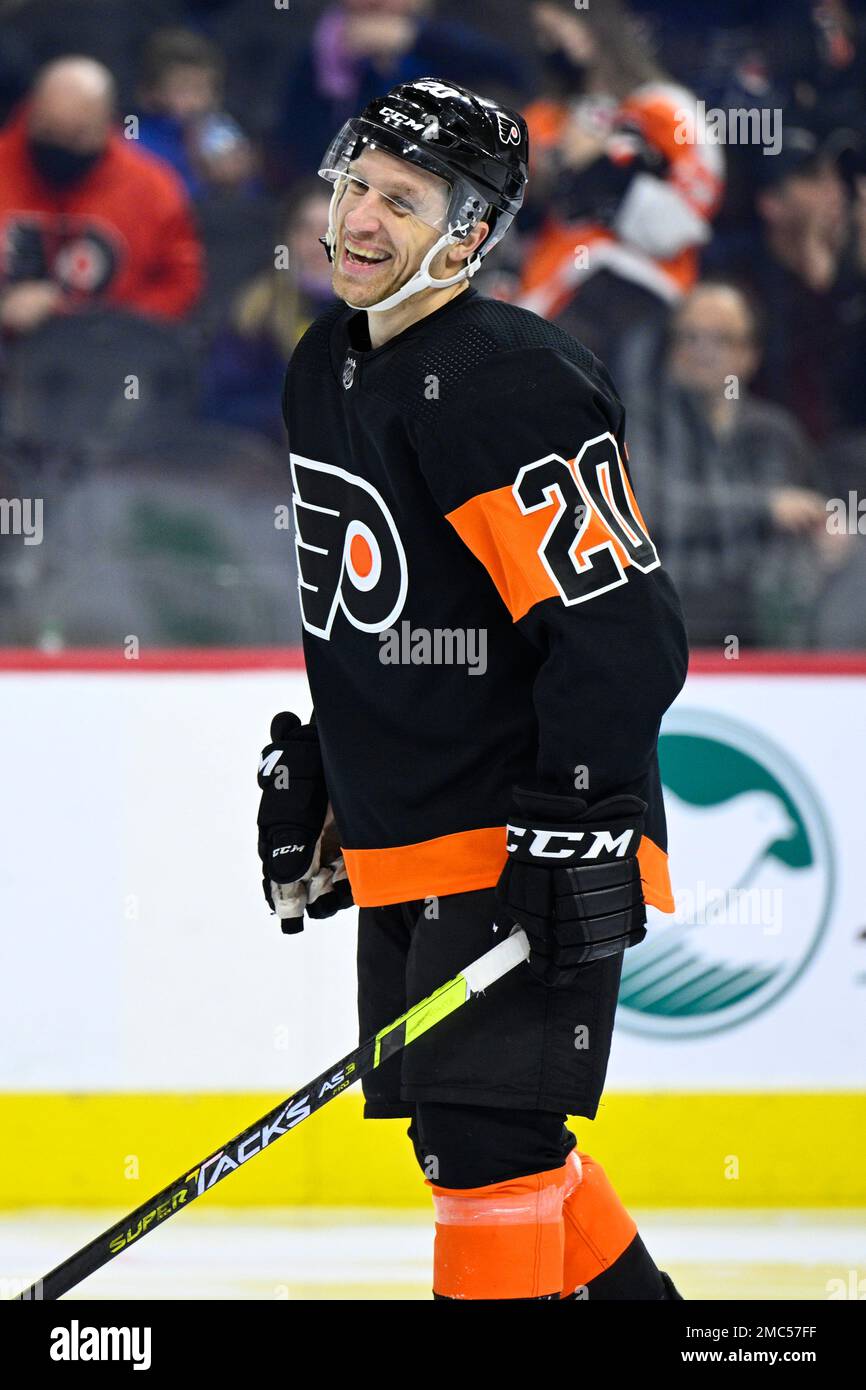 Philadelphia Flyers' Gerry Mayhew celebrates after scoring a goal ...