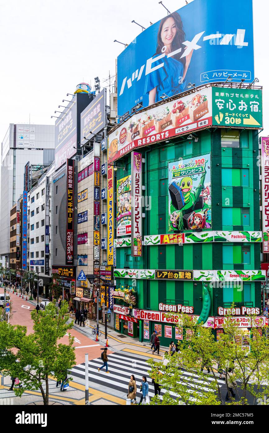 Tokyo, Shinjuku. View along Shinjuku Rambling road and the famous Green ...