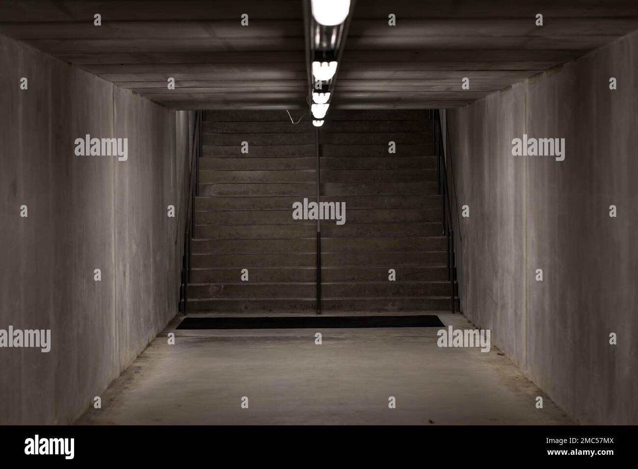Staircase in underground crossing passage - made from concrete material ...