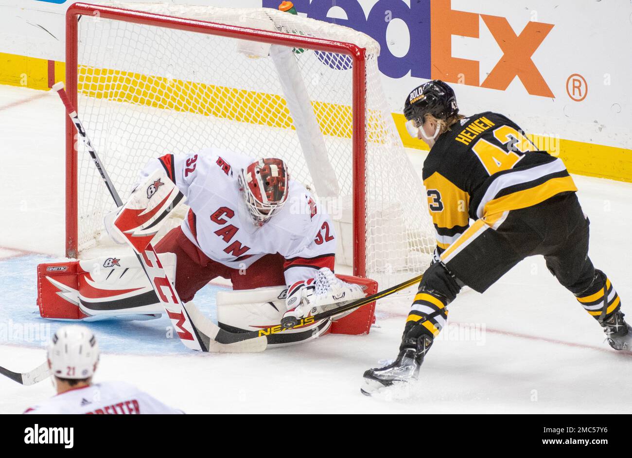 Carolina Hurricanes goalie Antti Raanta, (32) makes a save against ...