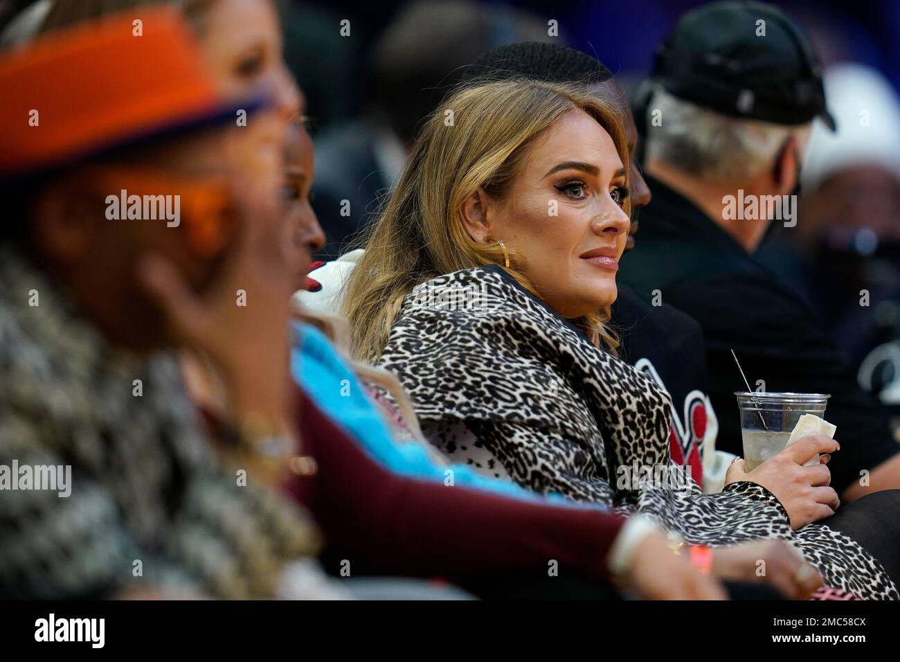 Singer Adele sits courtside during the NBA All-Star game in Cleveland ...