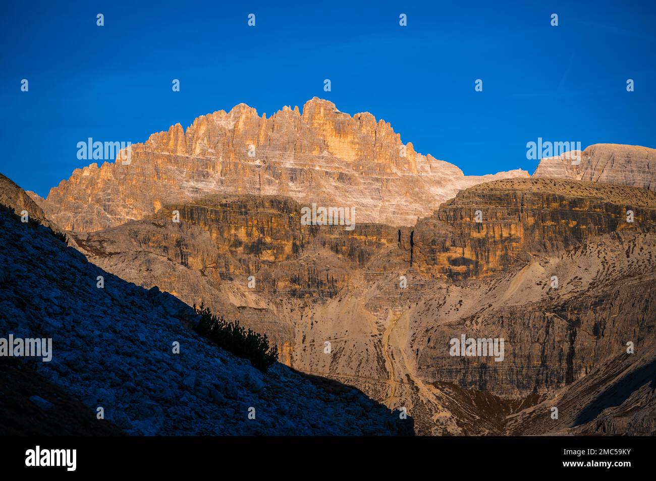 Dusk on the Dolomites. Park of the three peaks of Lavaredo Stock Photo ...