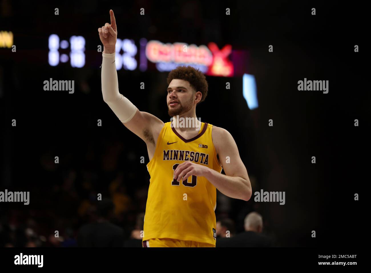 Minnesota forward Jamison Battle (10) reacts in celebration after ...