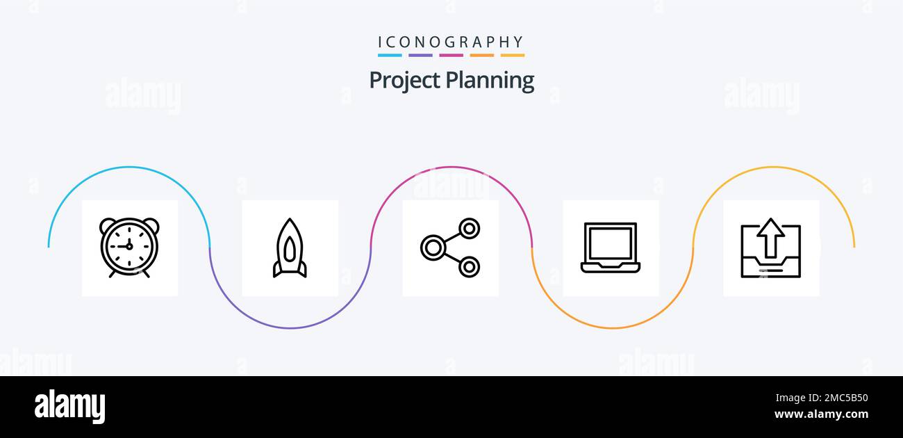 Project Planing Line 5 Icon Pack Including laptop. computer. startup. social. network Stock ...