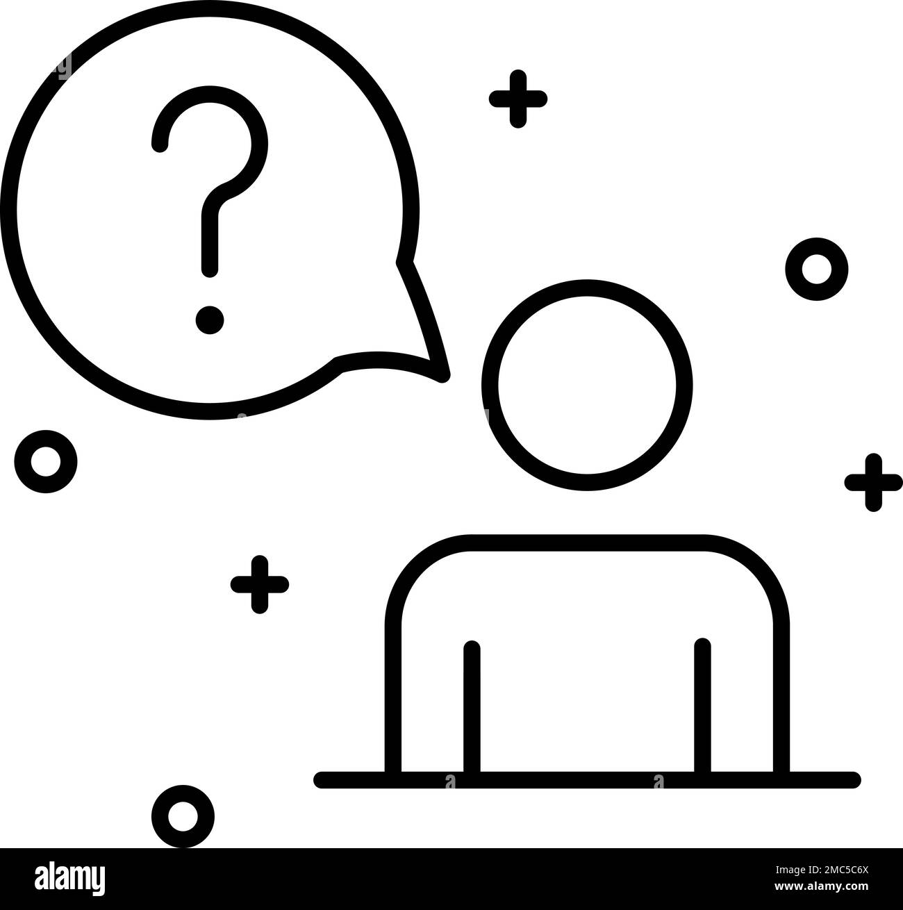 Man, question, line vector icon on transparent background. Outline Man, question, line vector ...