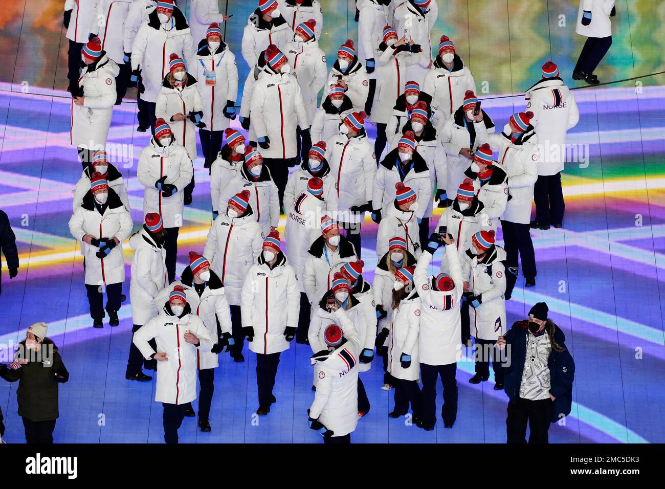 Norway athletes walk at the closing ceremony of the 2022 Winter ...