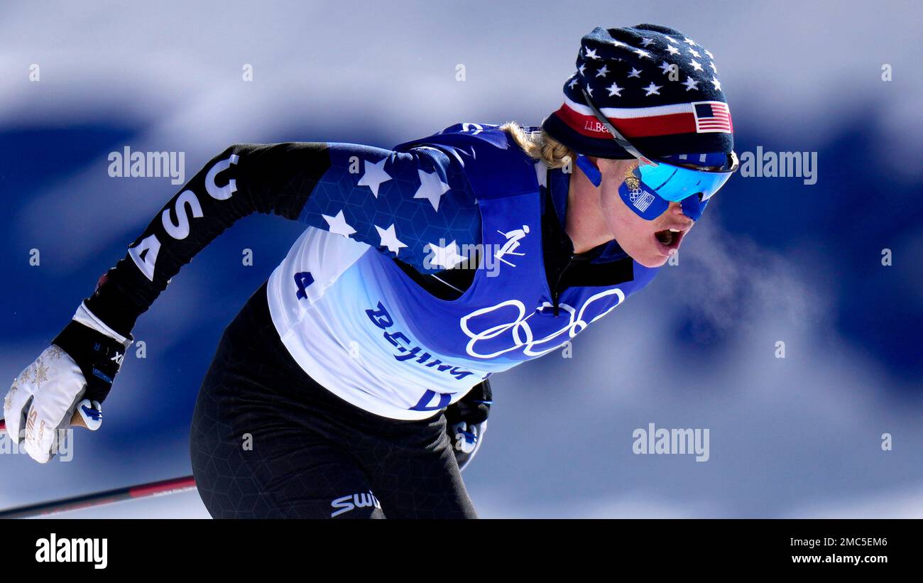 Jessie Diggins competes during the women's 30km mass start free cross ...