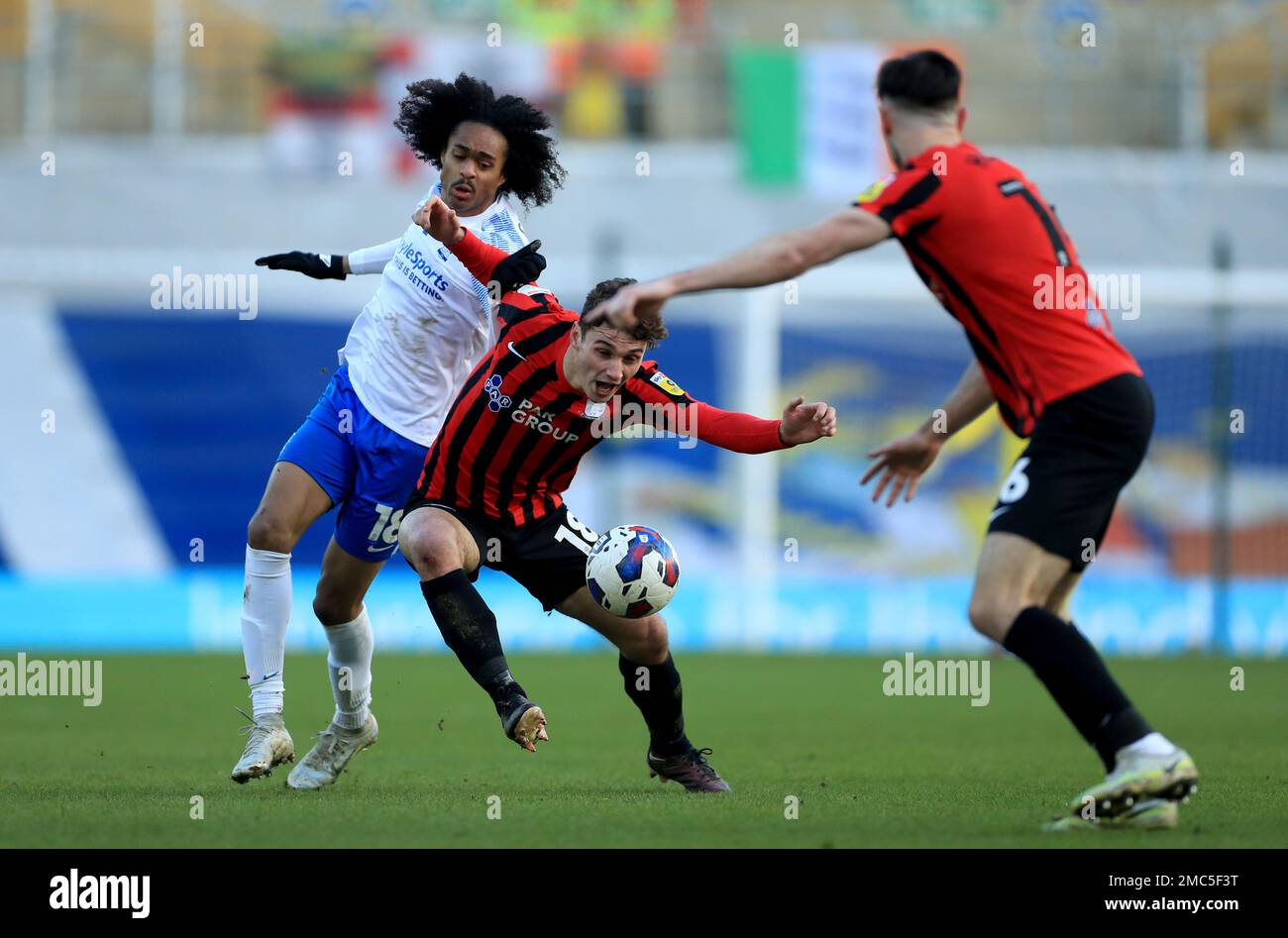 Preston North End's Ryan Ledson battles with Birmingham City's Tahith ...