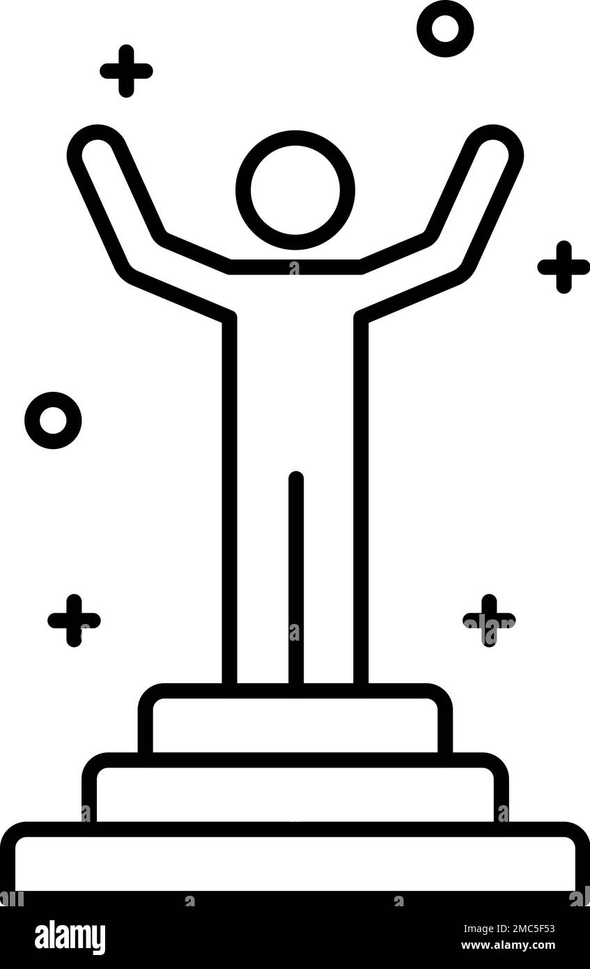 Successful person, line vector icon on transparent background. Outline Successful person, line ...