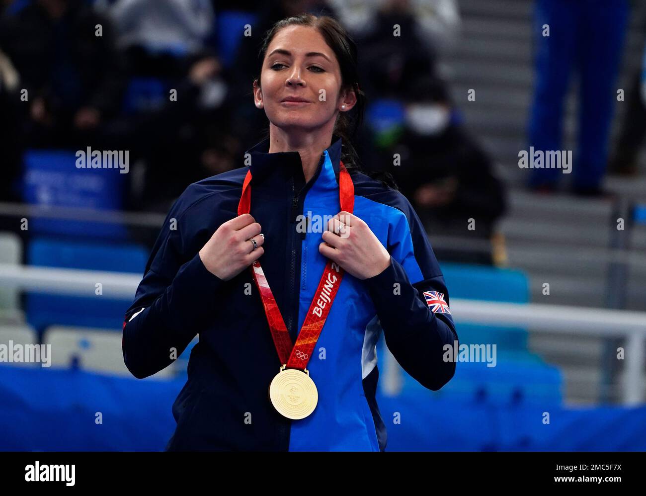 Britain's Eve Muirhead, from the gold medalist team, celebrates during ... Britain's Eve Muirhead, from the gold medalist team, celebrates during ...