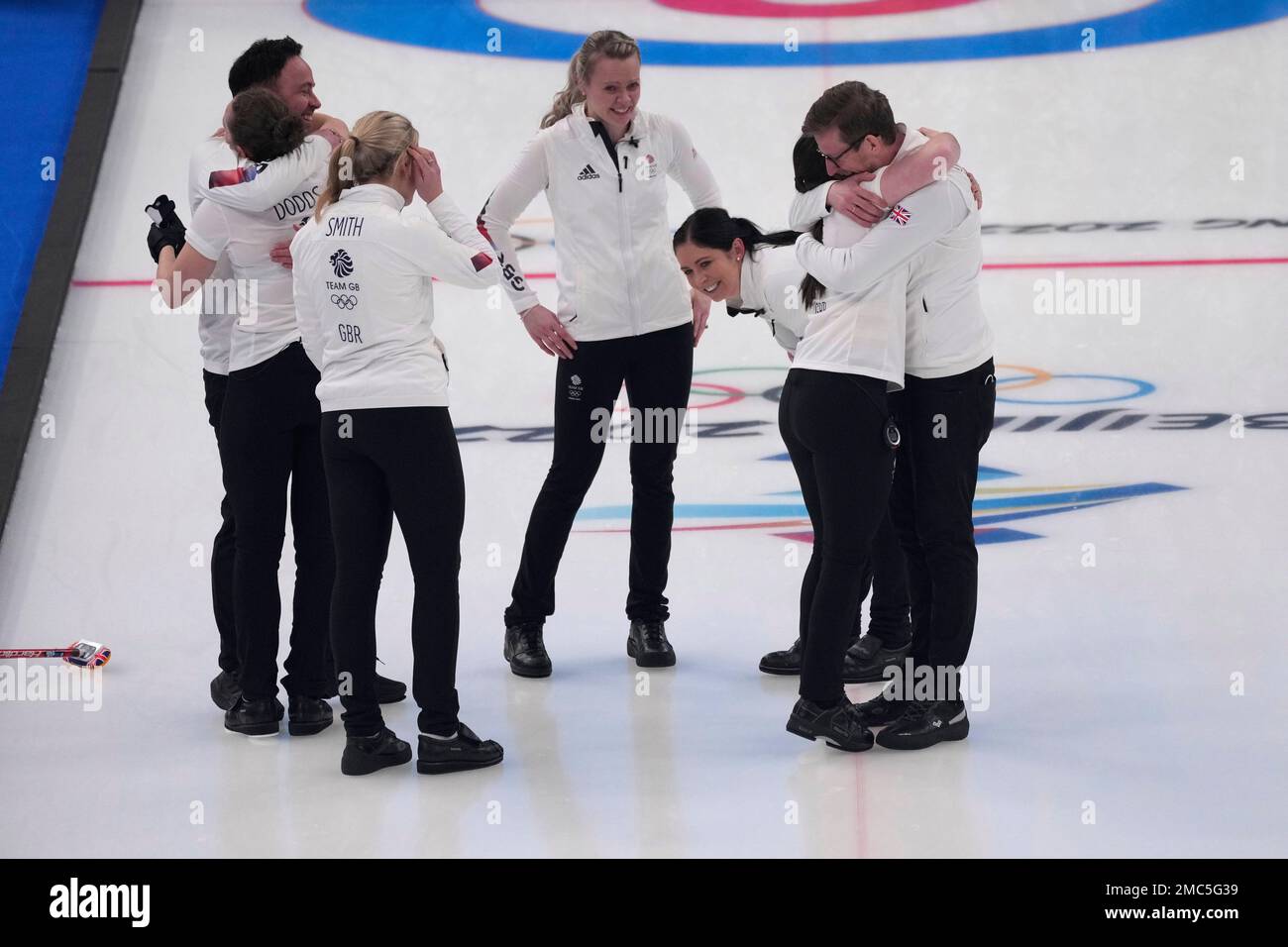 Team Britain celebrates after winning the women's curling final against ...