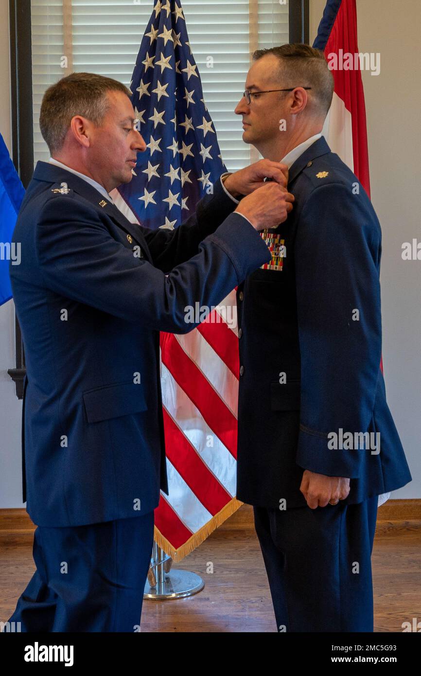 Lt. Col. Wesley Colebar, right, strategy analyst for the 157th Combat ...