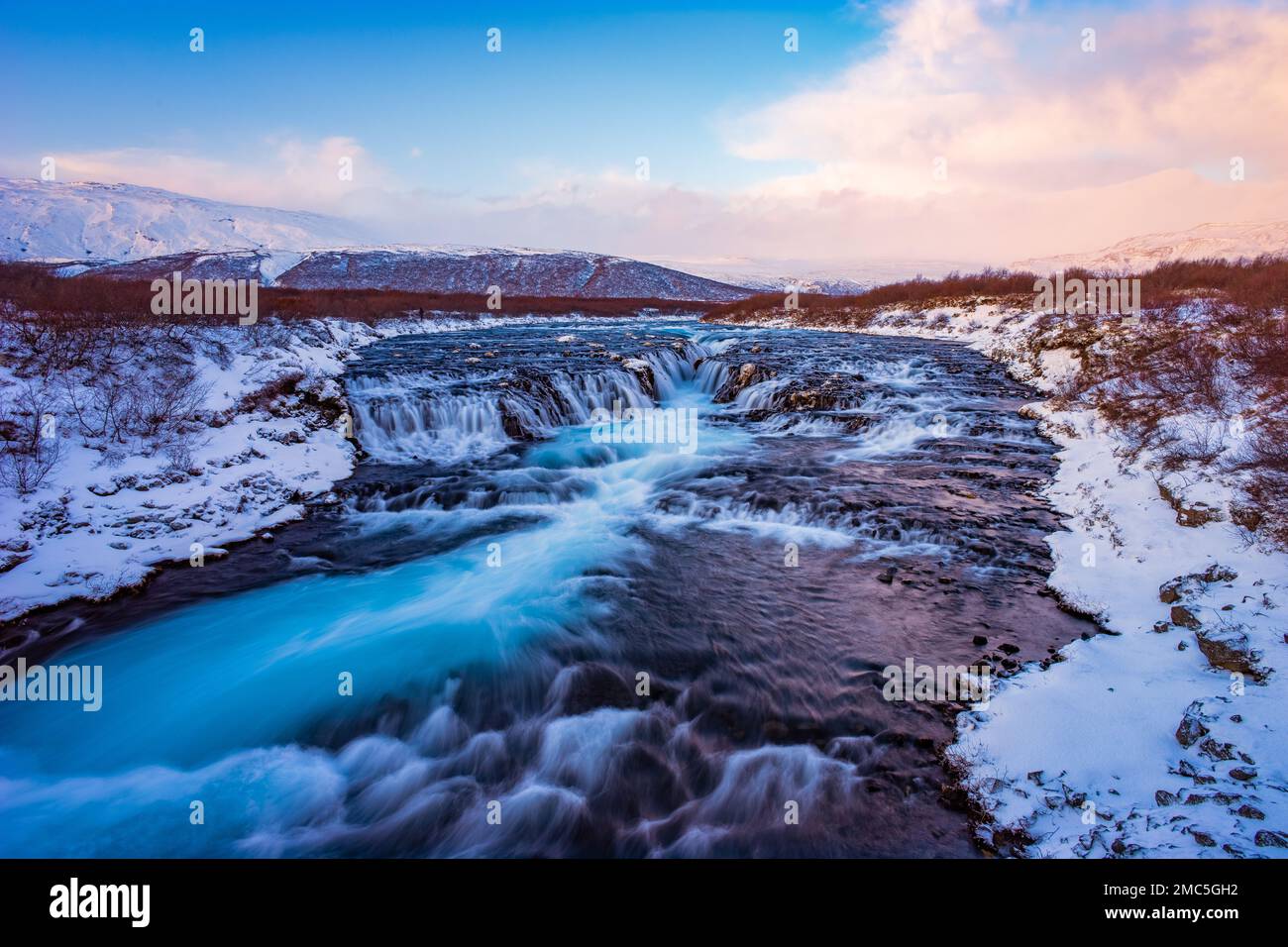 Turquoise water of Bruarfoss in Iceland Stock Photo - Alamy