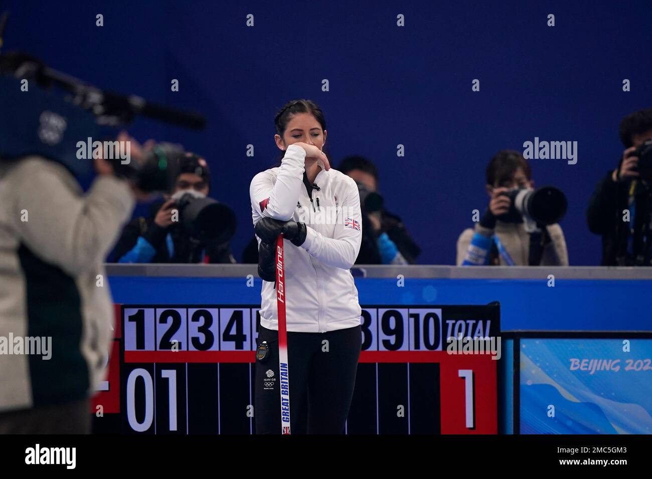 Britain's Eve Muirhead watches the women's curling final match between ...