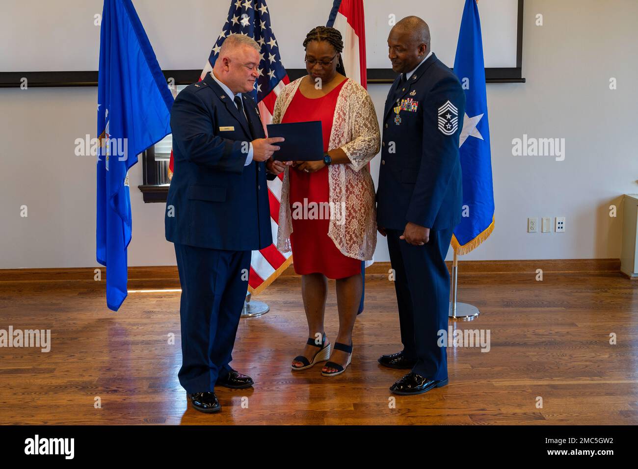 Chief Master Sgt. LeRoy E. McCardell Jr., right, 131st Bomb Wing ...