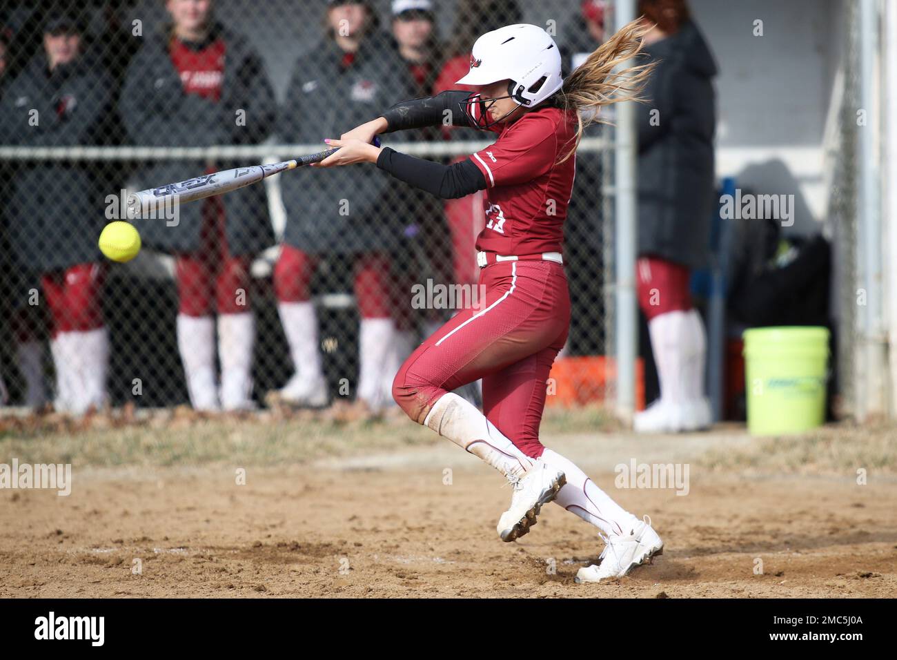 Saint Joseph's outfielder Nicole Bondoc (13) takes a swing during an ...