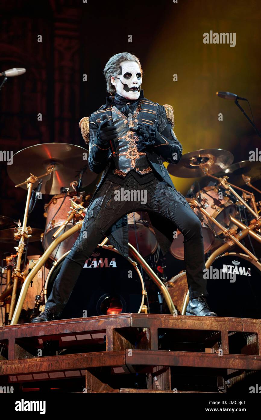 Tobias Forge of the band Ghost performs at the Allstate Arena on Friday ...