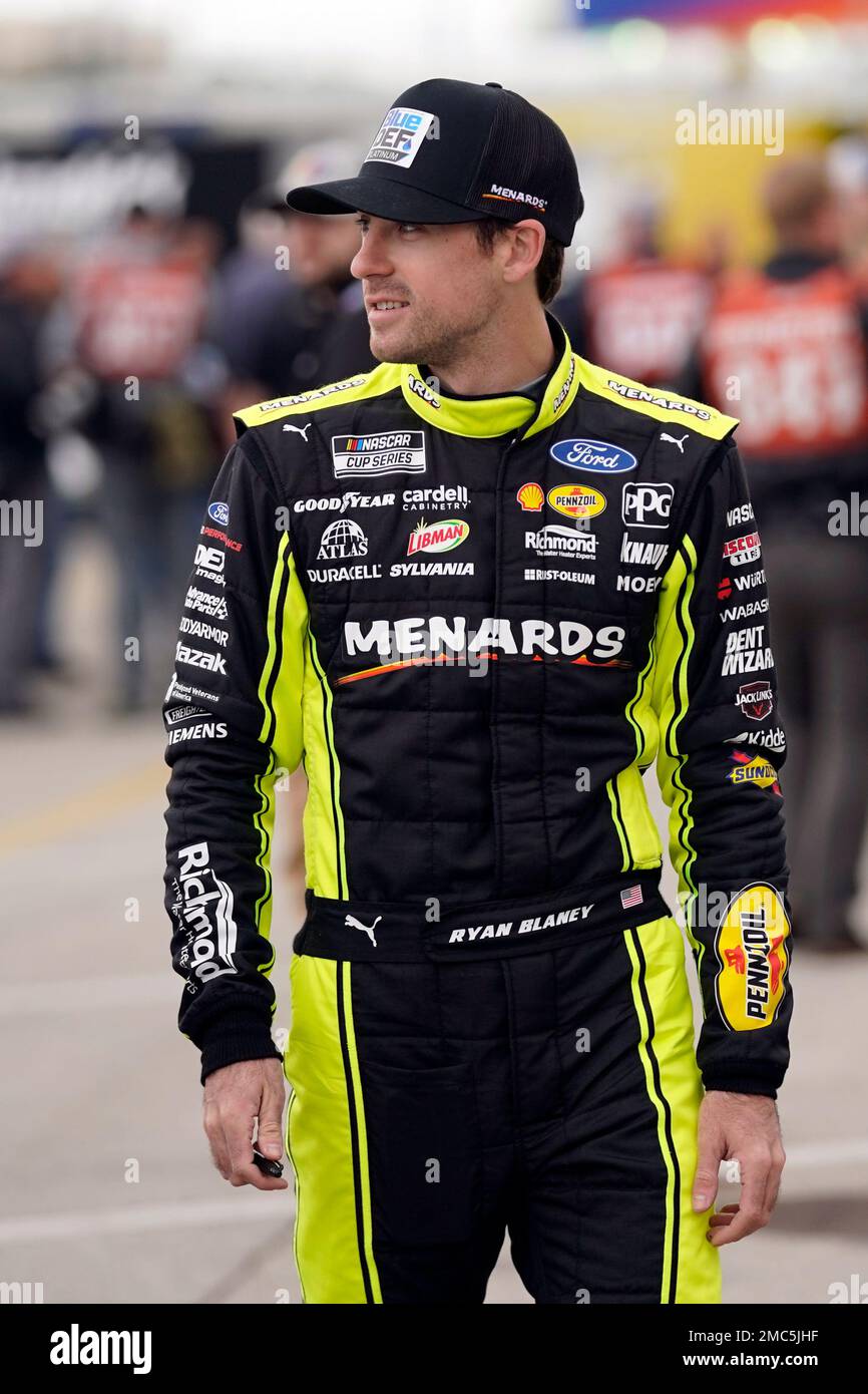 Ryan Blaney walks to his garage during a NASCAR auto race practice at ...